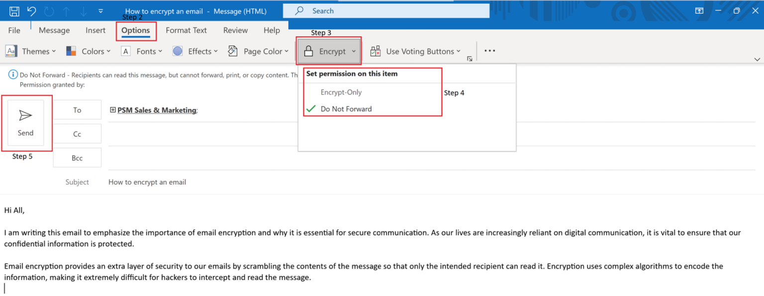 How to Encrypt an Email in Outlook - PSM Partners